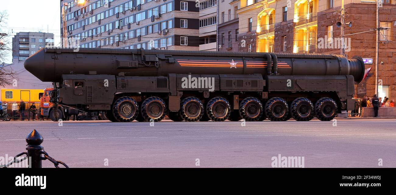 Intercontinental ballistic missile Topol-M. Rehearsal of military ...