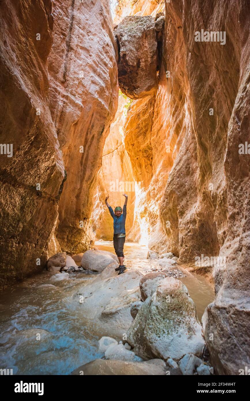 Tourist in Avakas canyon, Cyprus Stock Photo - Alamy