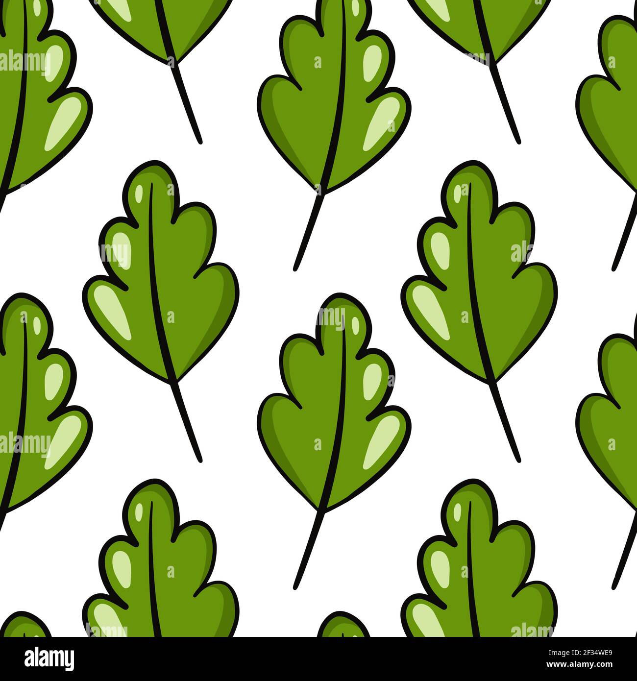 Seamless background with green leaves. Bright green leaves on a white ...