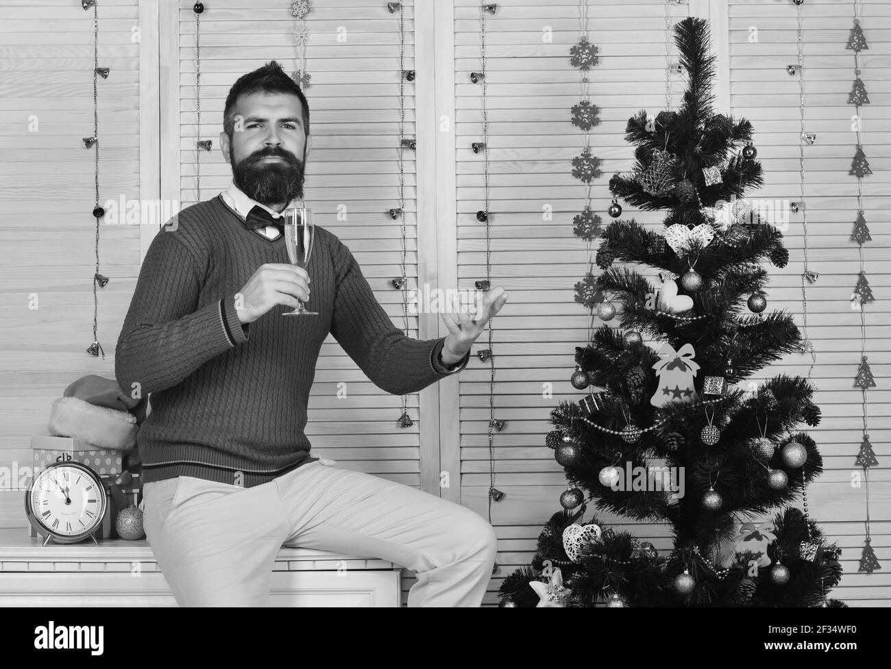 Festive christmas background face Black and White Stock Photos & Images ...