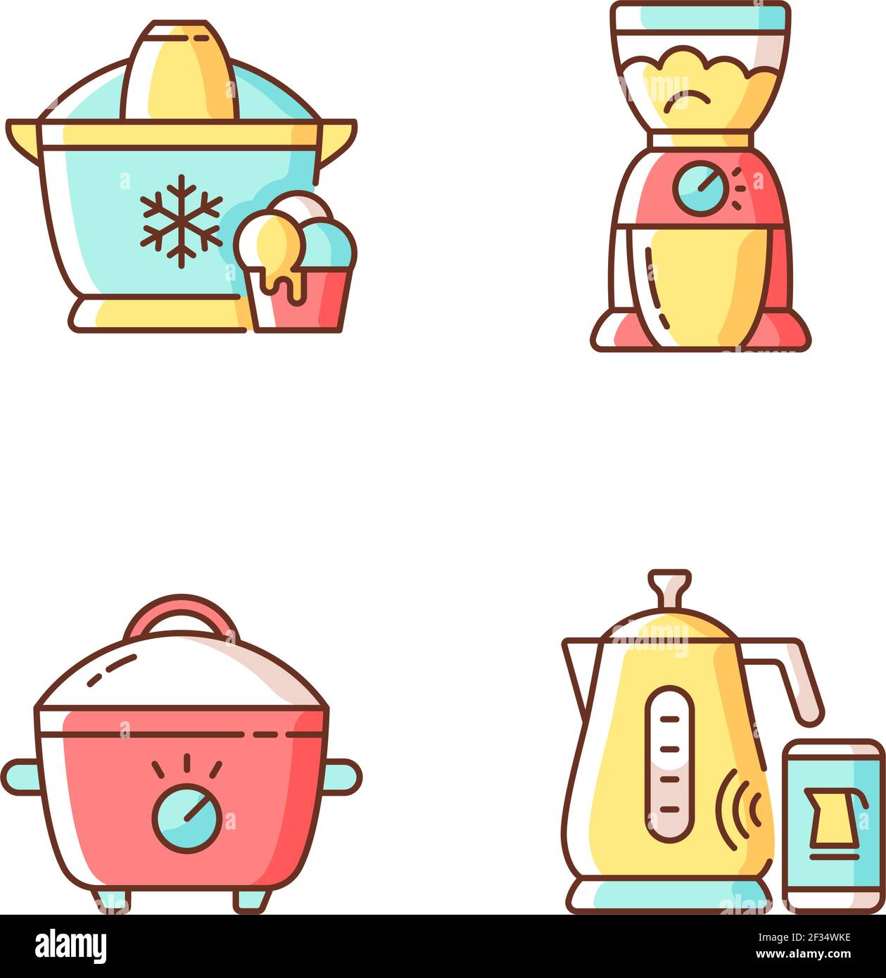 Home appliances icons set cartoon hi-res stock photography and images ...