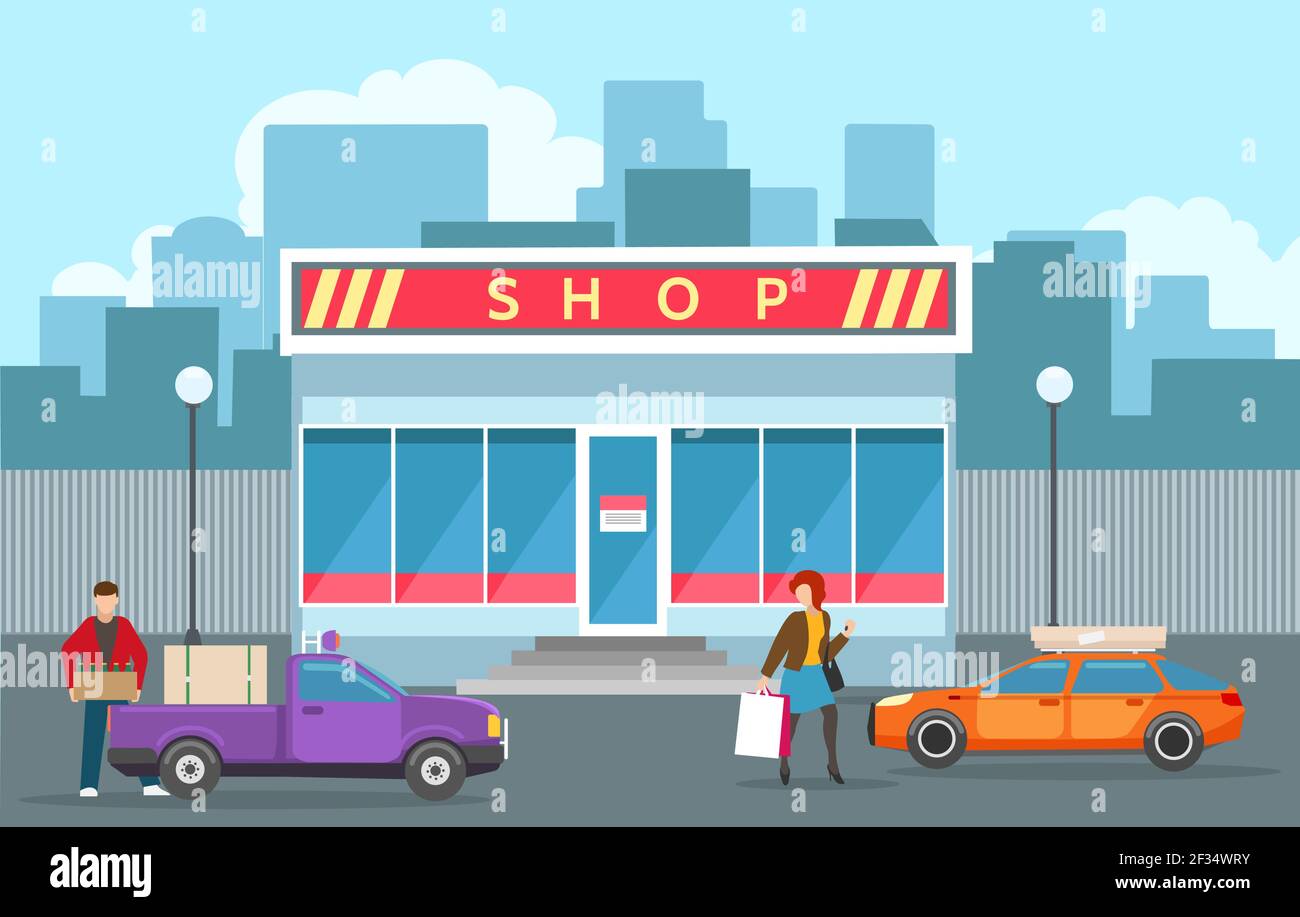 Shopping street view Stock Vector Images - Alamy