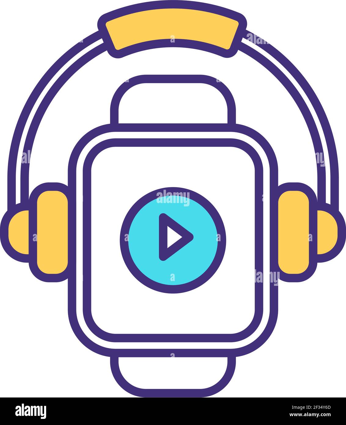 Listening music on smartwatch RGB color icon Stock Vector Image & Art ...