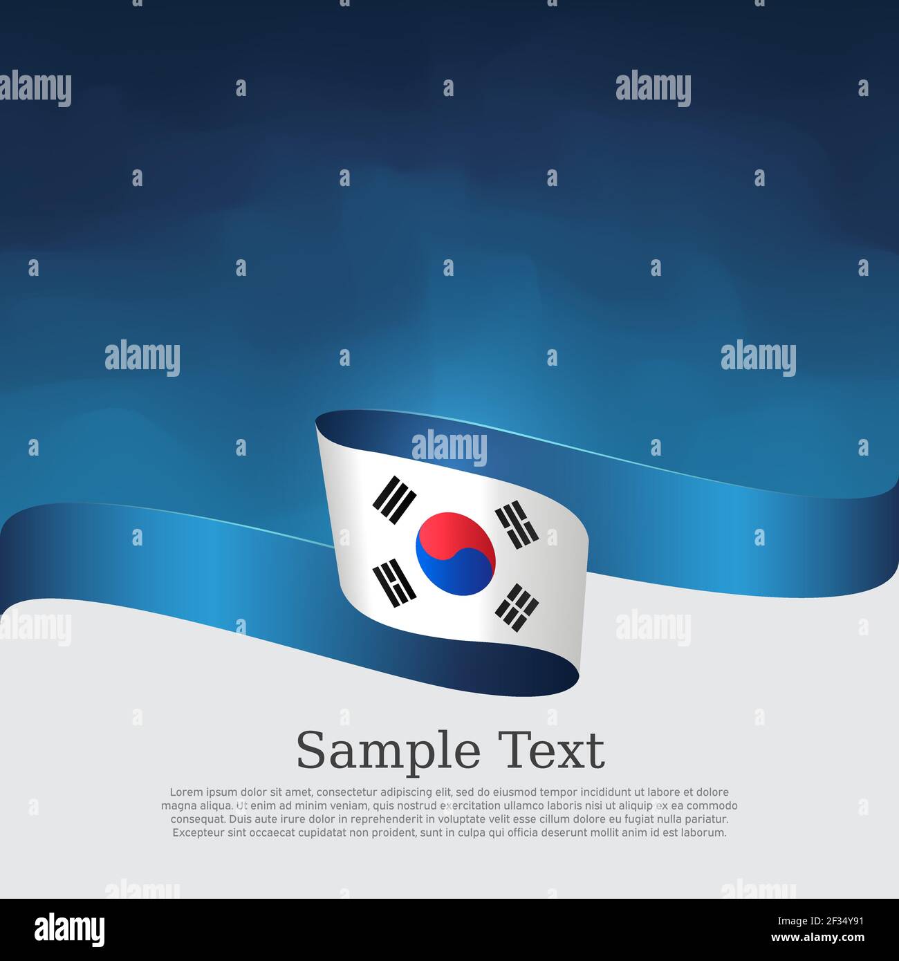 South korea flag on a blue white background. Vector brochure design ...