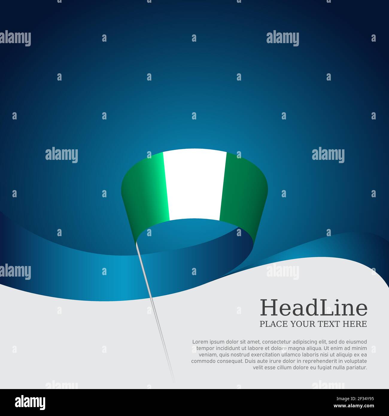 Nigeria flag on a blue white background. Vector banner design, nigeria ...