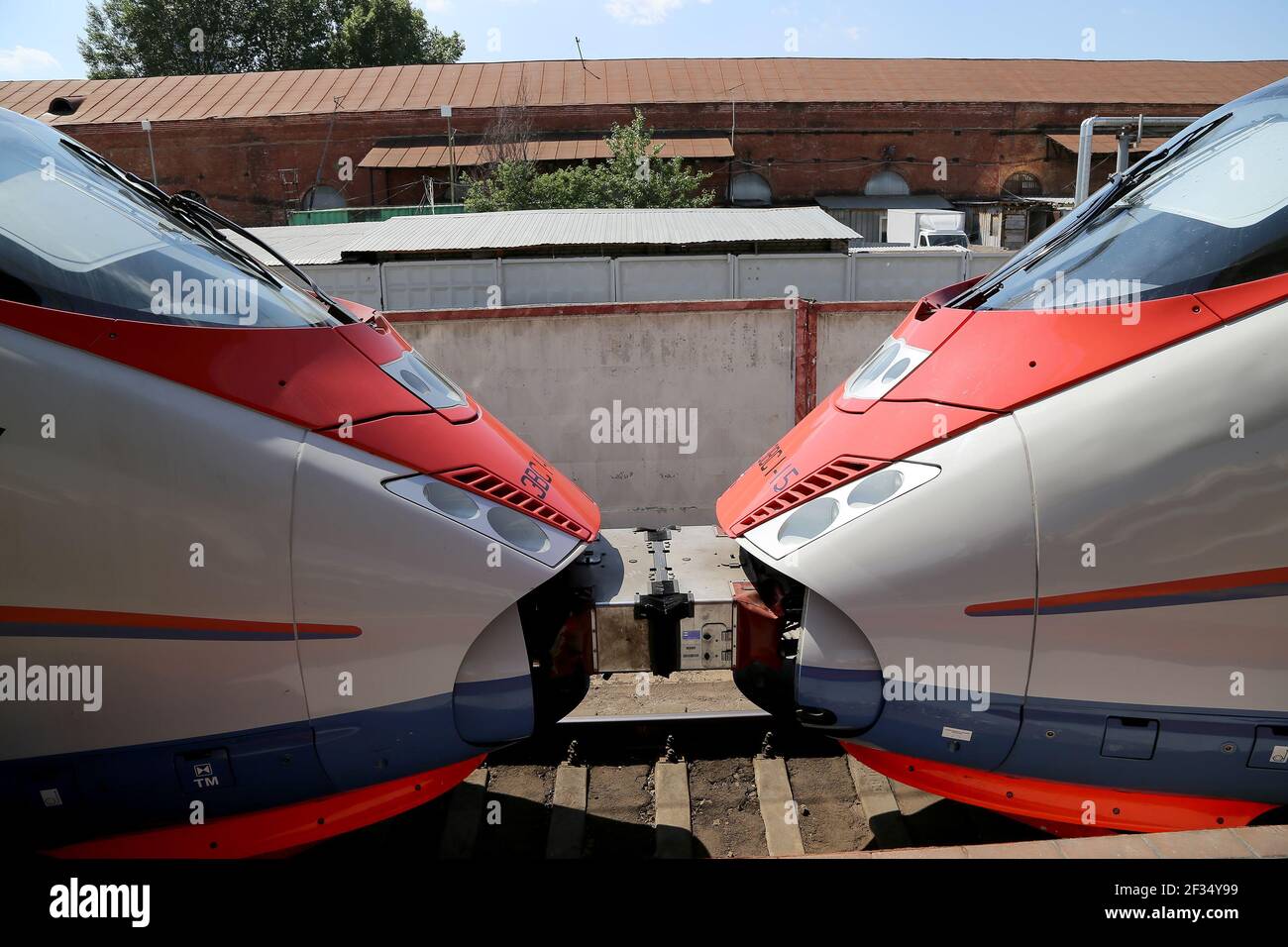 Aeroexpress Train Sapsan at the Leningrad station. Moscow, Russia ...