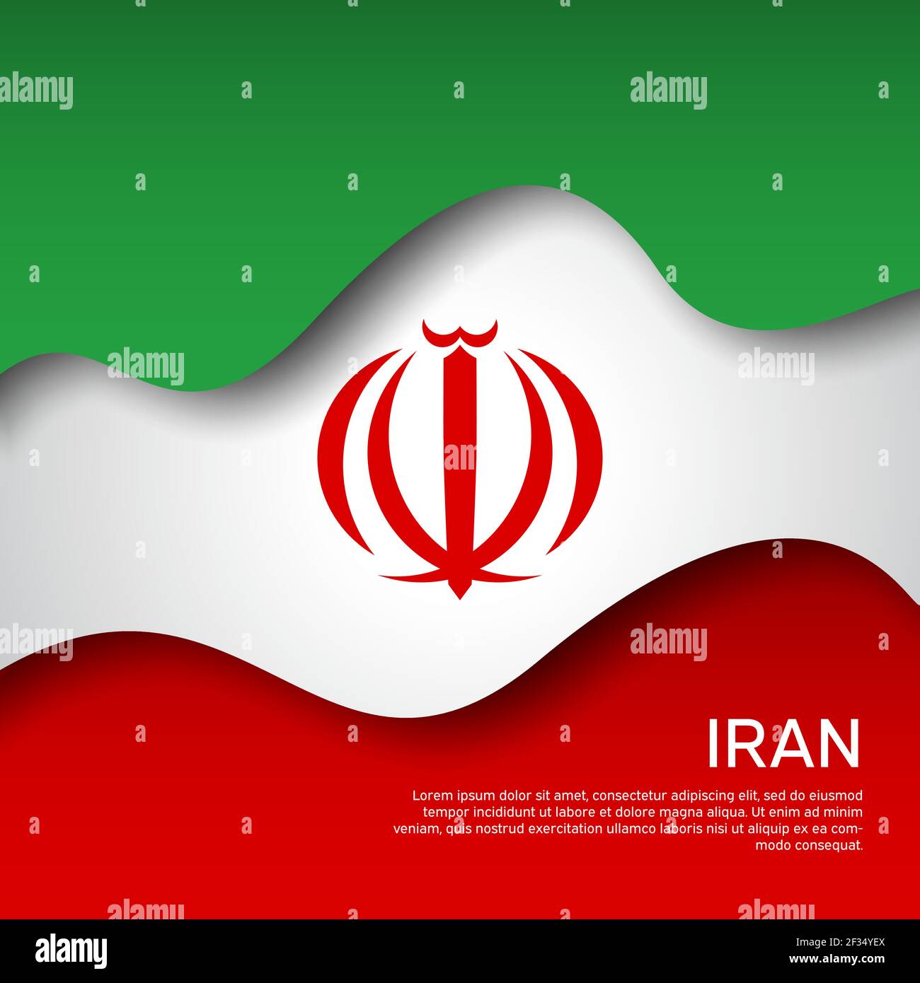 Abstract waving iran flag. Iranian state patriotic banner, flyer. Card ...