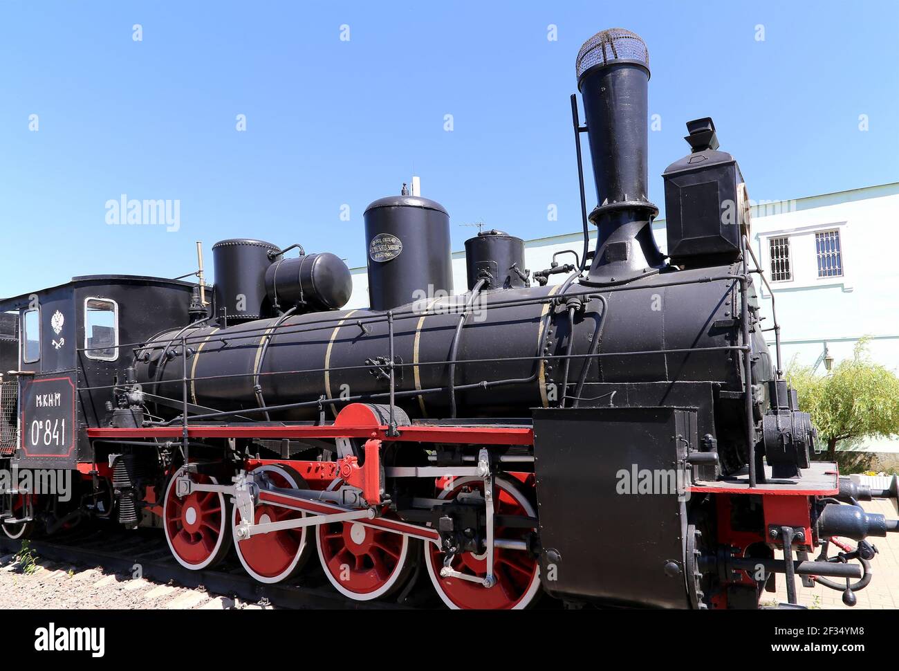 Ancient steam locomotive, Moscow museum of railway in Russia, Rizhsky ...