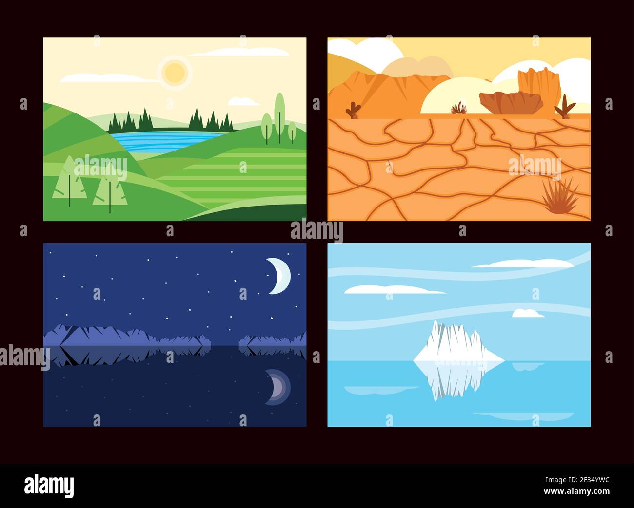 Night desert greenery Stock Vector Images - Alamy