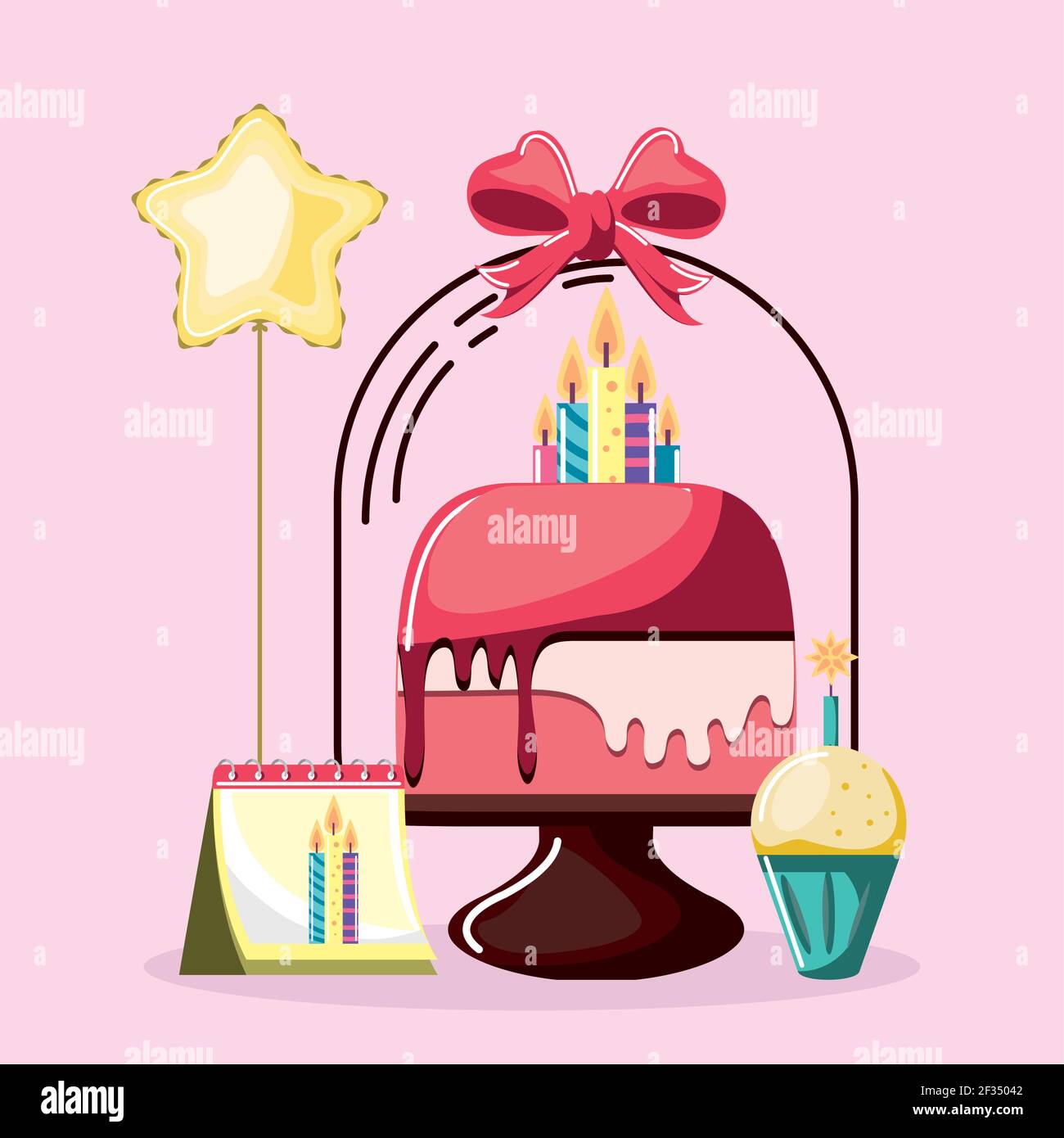 birthday cake calendar cupcake candles Stock Vector Image & Art - Alamy