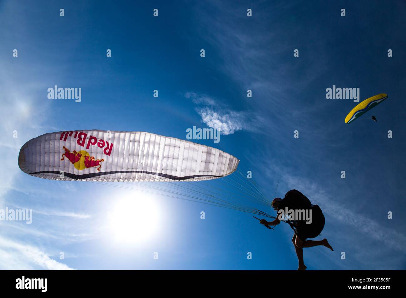 Paragliding on the beach Stock Photo - Alamy