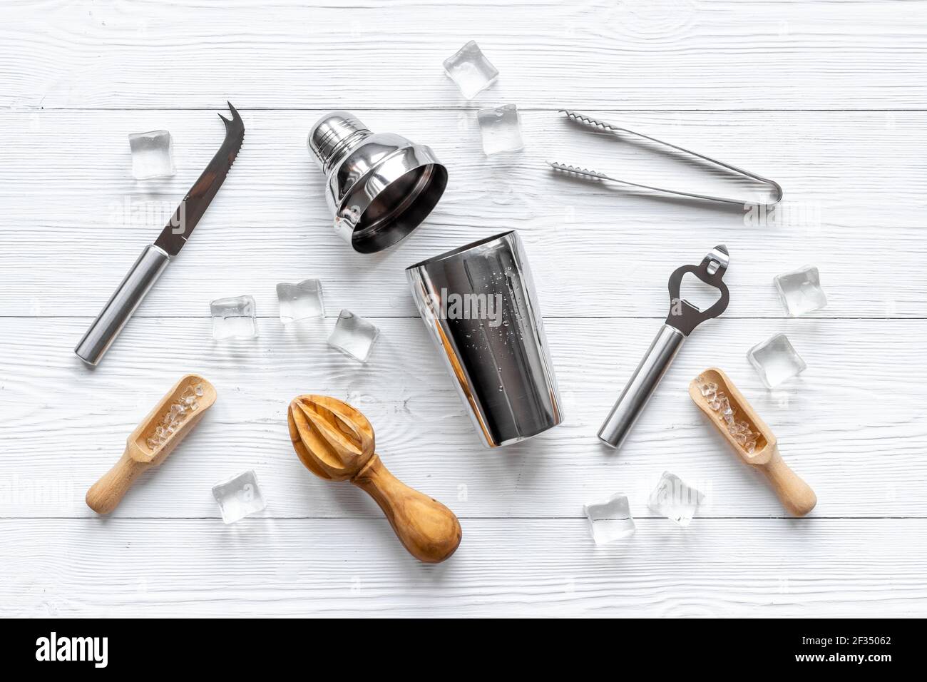 Bar tools and utensils for cocktail - with shaker, strainer and ice ...