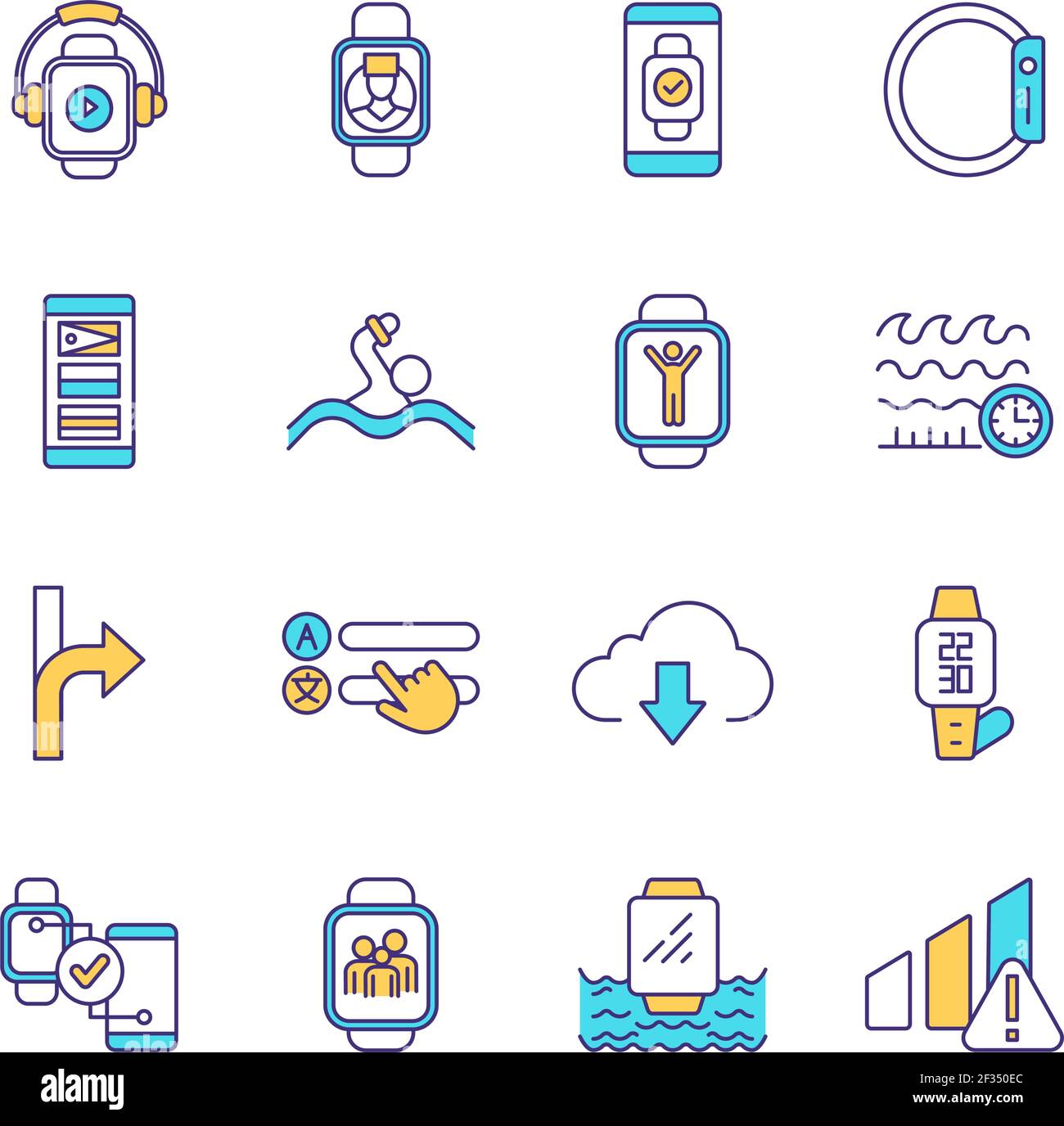 Smart watch RGB color icons set Stock Vector Image & Art - Alamy