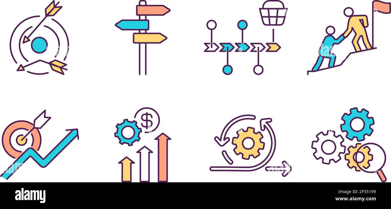 Business performance RGB color icons set Stock Vector Image & Art - Alamy