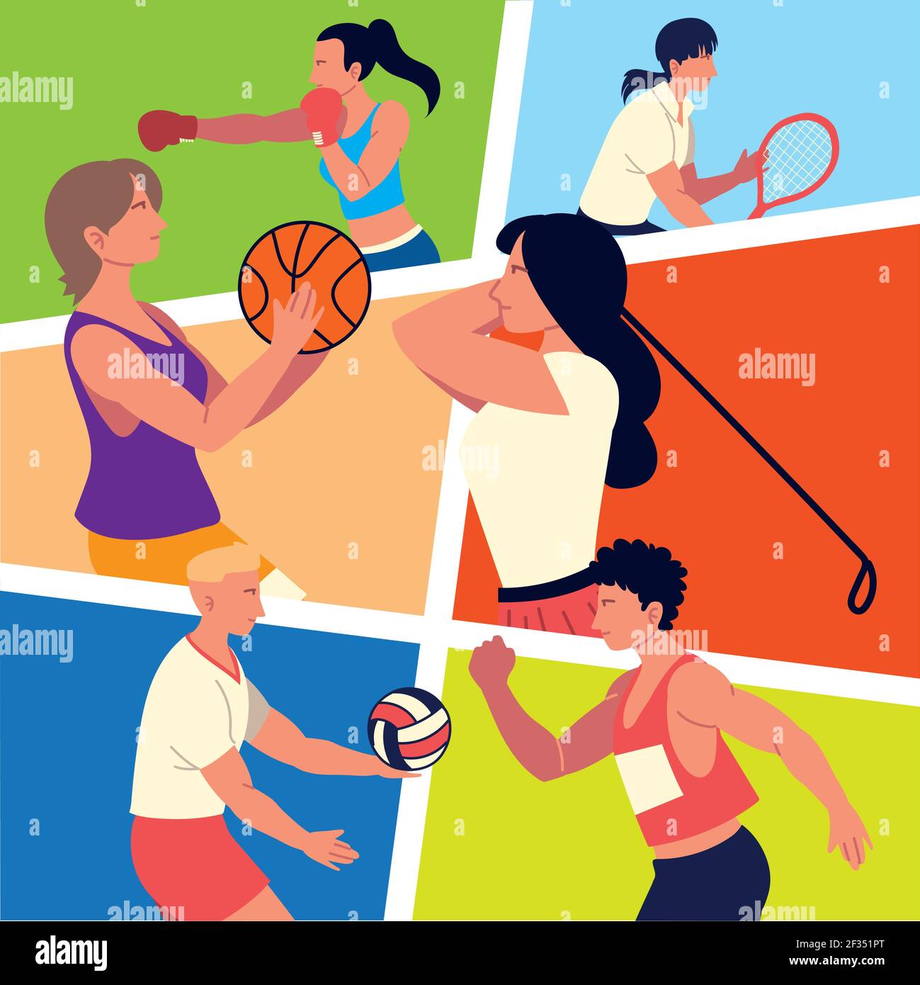 people different sports equipment composition Stock Vector Image & Art ...