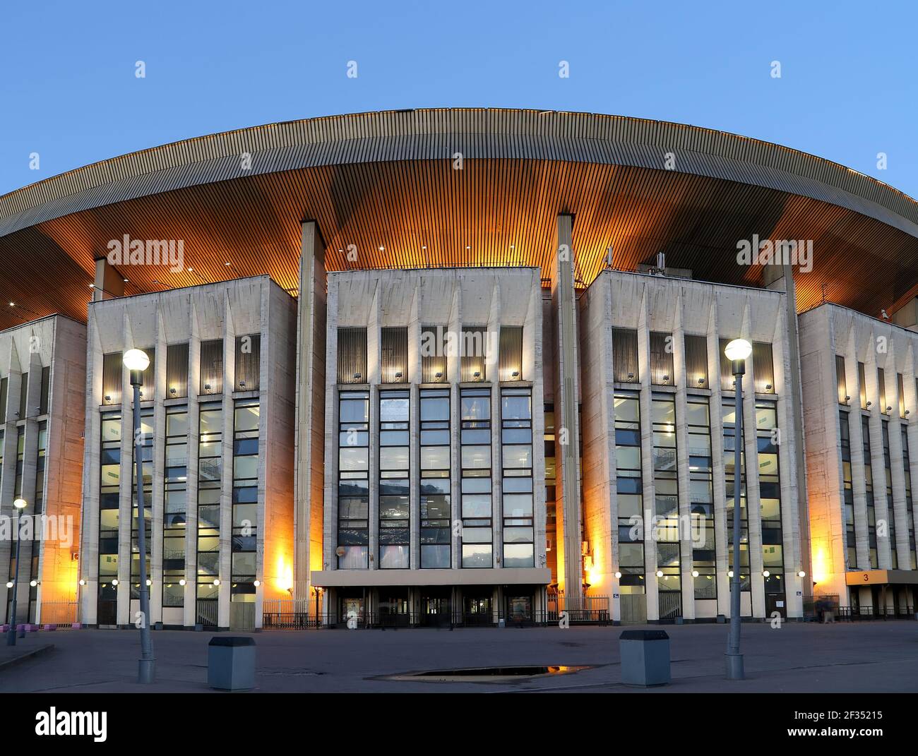 Olympic Stadium building (at night) in Moscow, Russia. Olympic is one ...