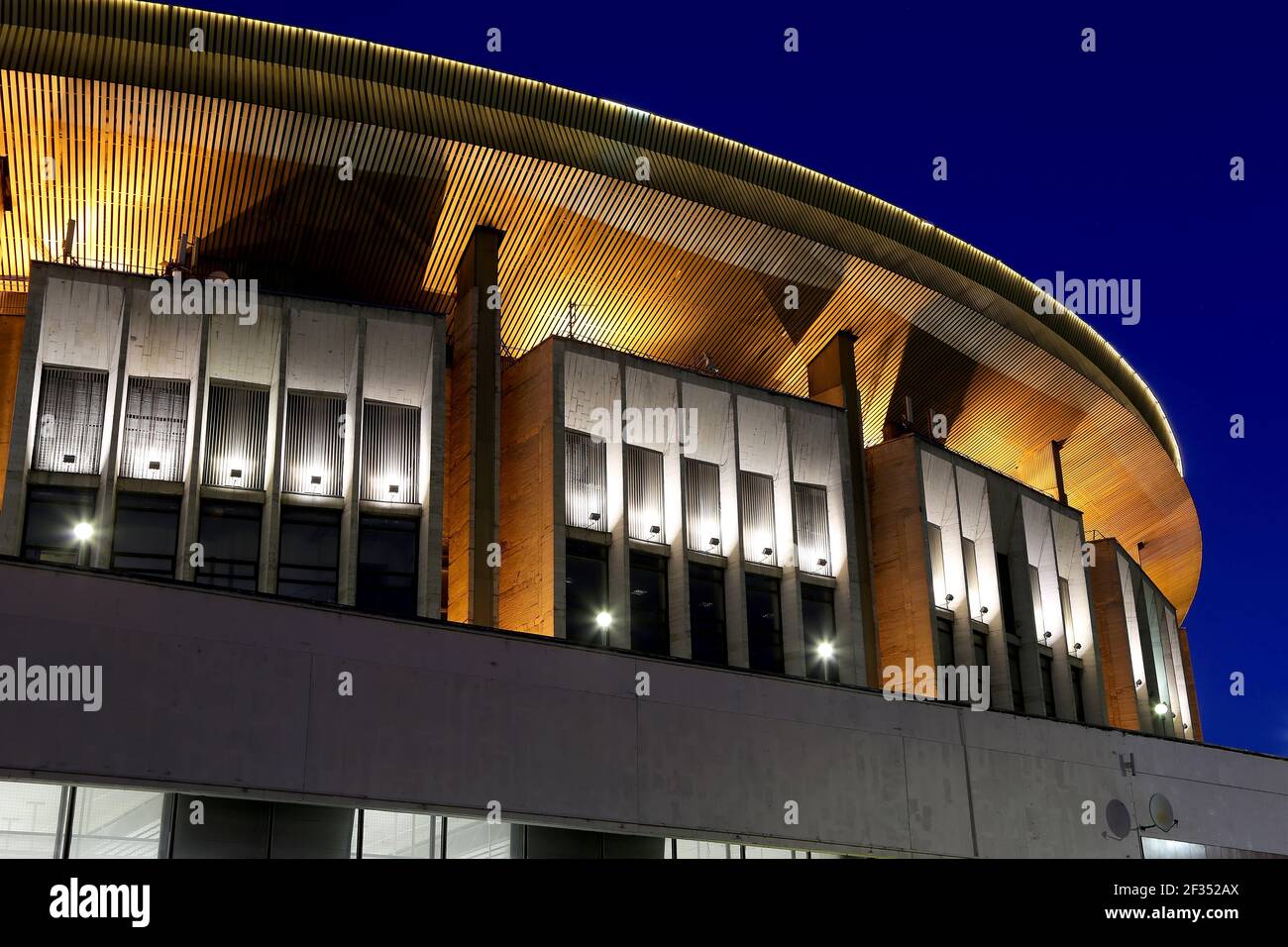 Olympic Stadium building (at night) in Moscow, Russia. Olympic is one ...