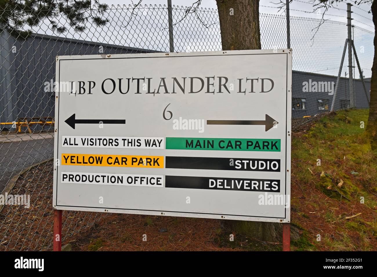 Sign at Wardpark Studio, Cumbernauld - LBP Outlander Ltd, arrows ...