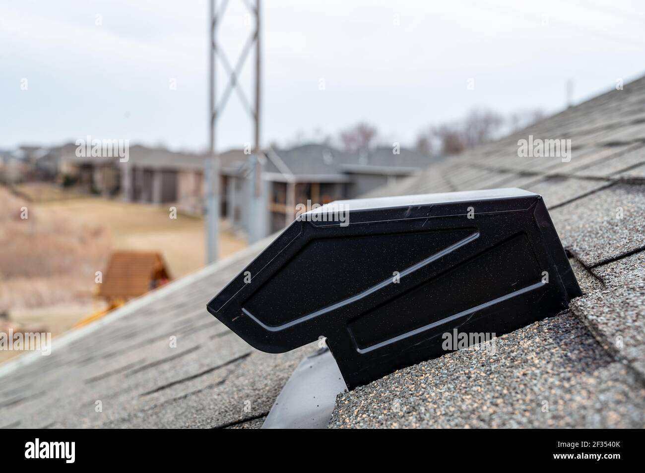 typical static passive vent installation on a residential roof Stock ...