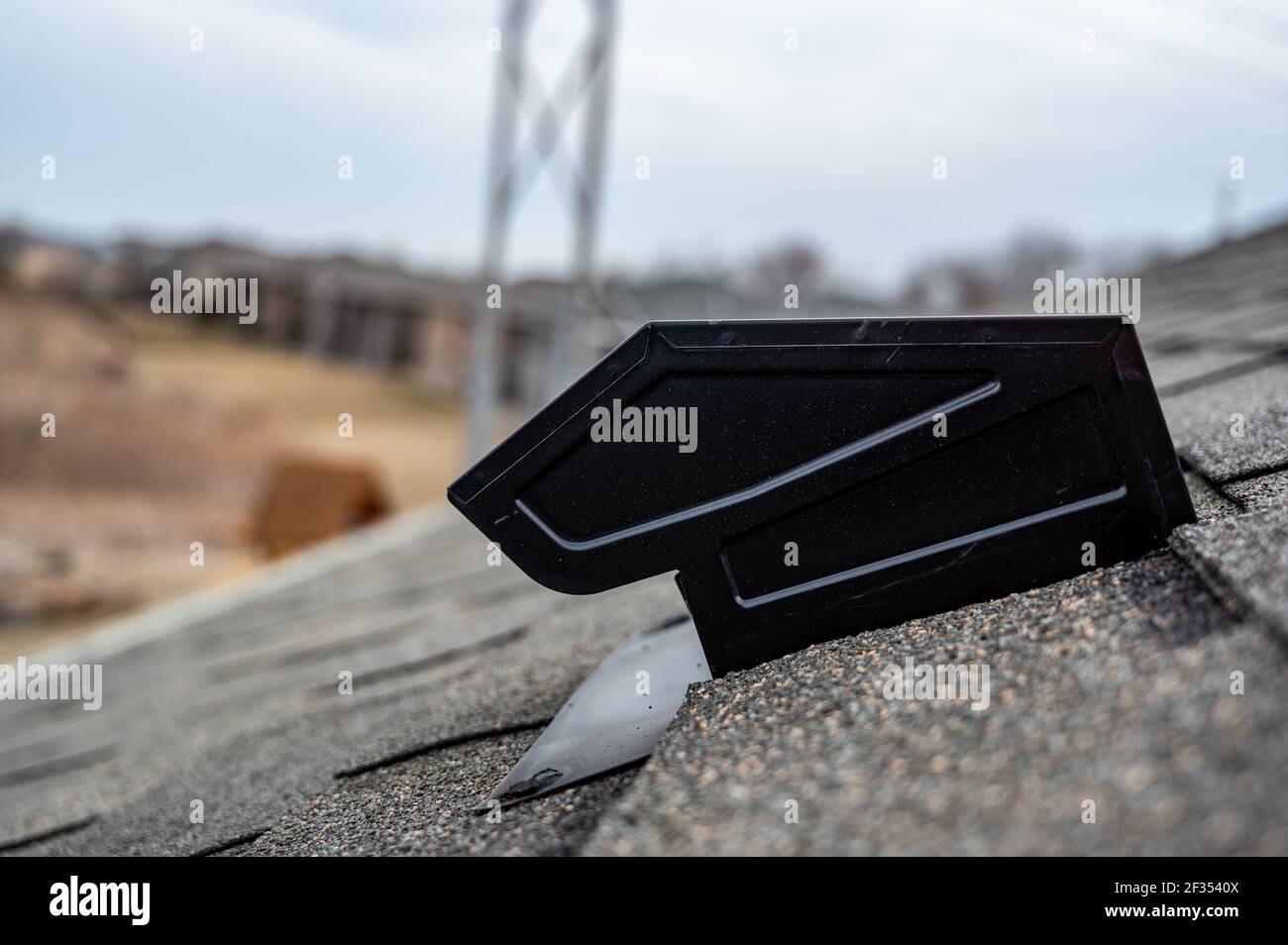 typical static passive vent installation on a residential roof Stock ...