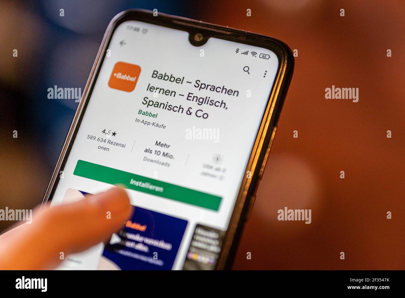 BERLIN, GERMANY - Mar 13, 2021: The language learning app Babbel is ...