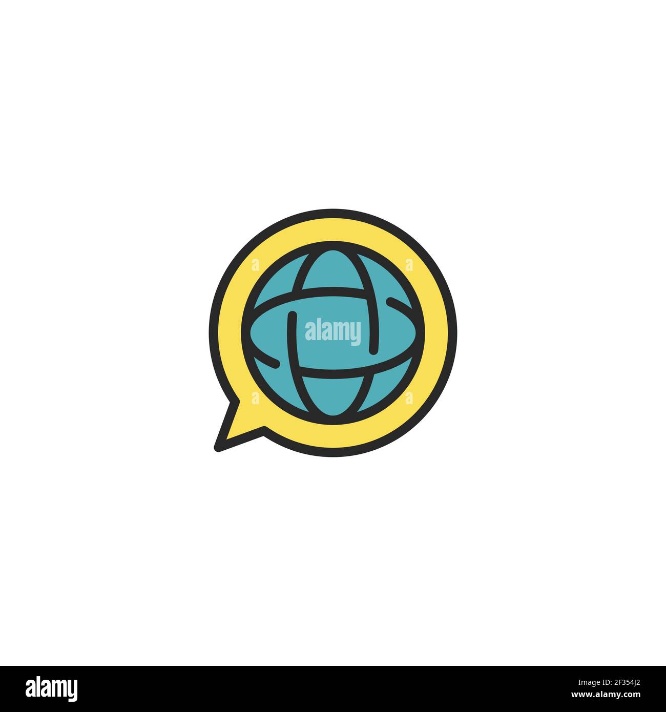 translation globe line icon outline vector sign linear style pictogram ...