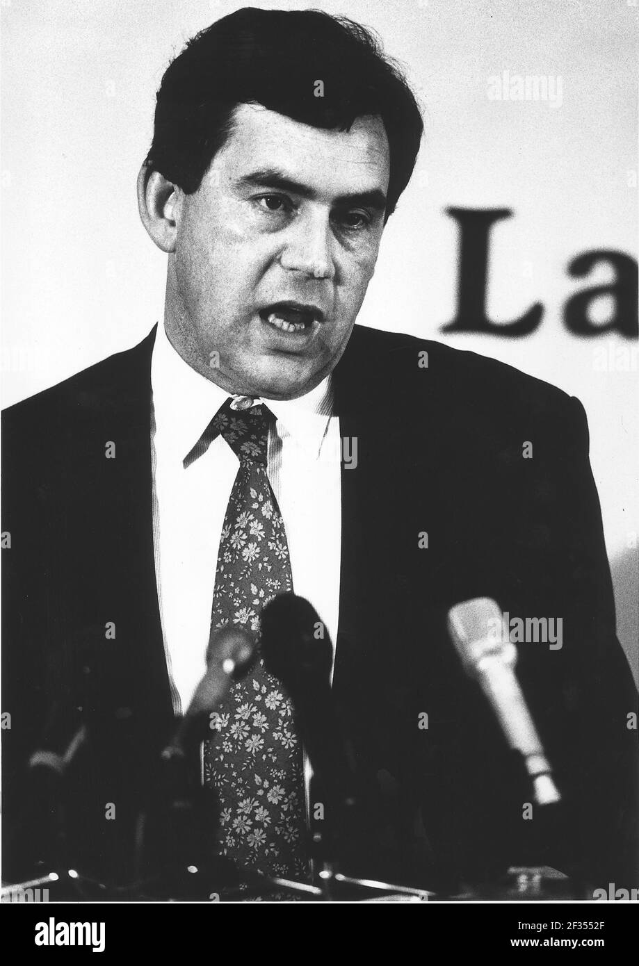 Gordon Brown launching Labours Economic Aproach document Stock Photo ...