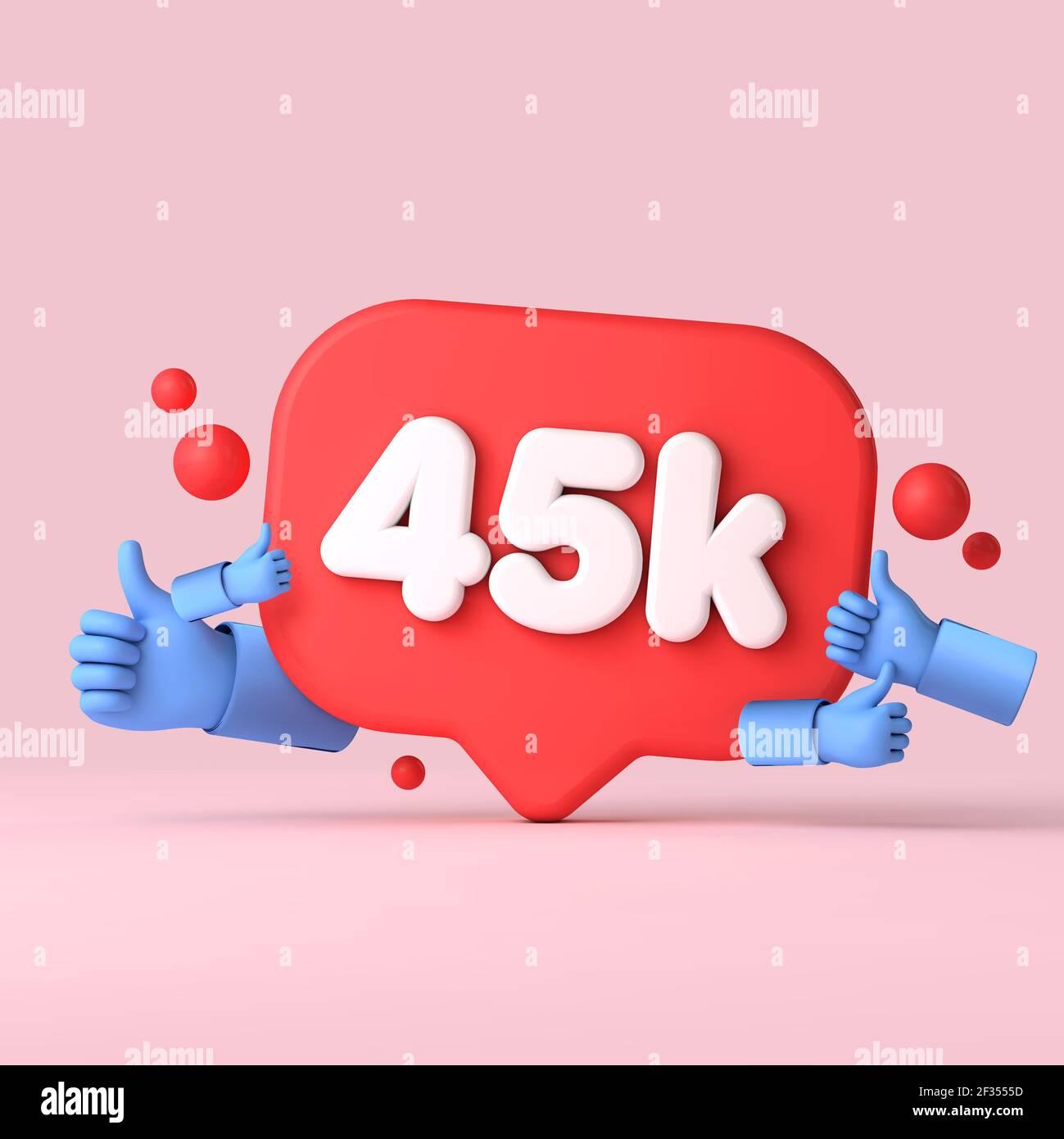 45 thousand followers social media banner thumbs up. 3D Rendering Stock ...