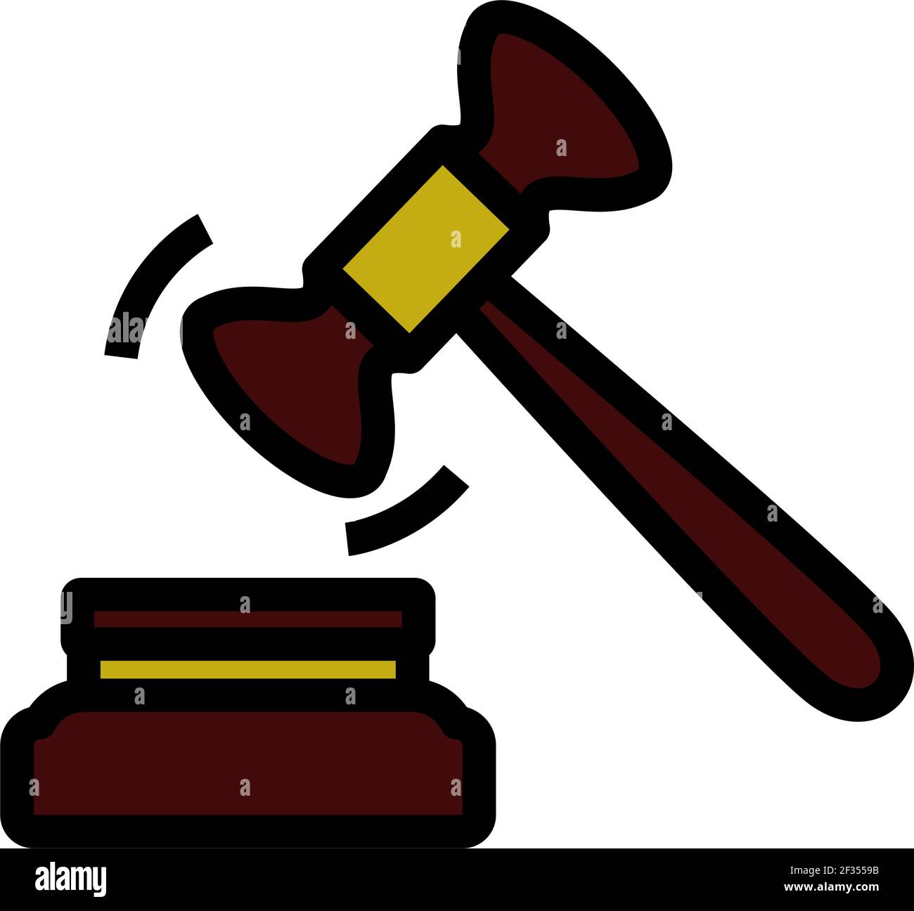 Judge Hammer Icon. Editable Thick Outline With Color Fill Design ...