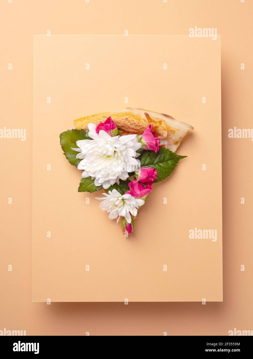 Spring floral concept with pizza and flowers Stock Photo - Alamy