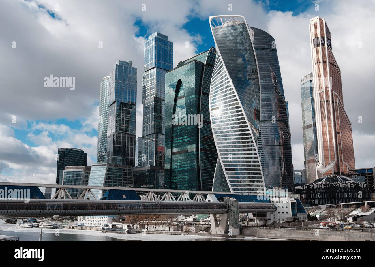 MOSCOW, RUSSIA - February 20, 2020: Moscow City. View of skyscrapers ...