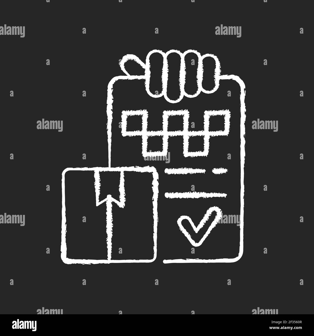 Package delivery chalk white icon on black background Stock Vector ...