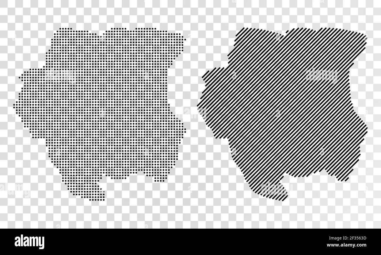 Set of abstract maps of Suriname. Dot and line map of Suriname. Vector ...