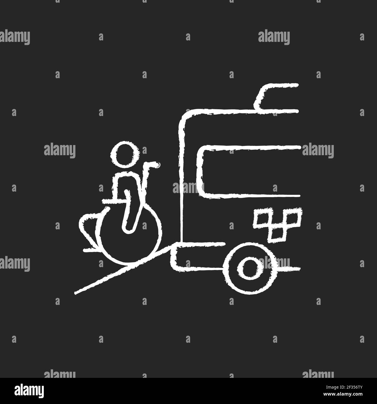Wheelchair van chalk white icon on black background Stock Vector Image ...