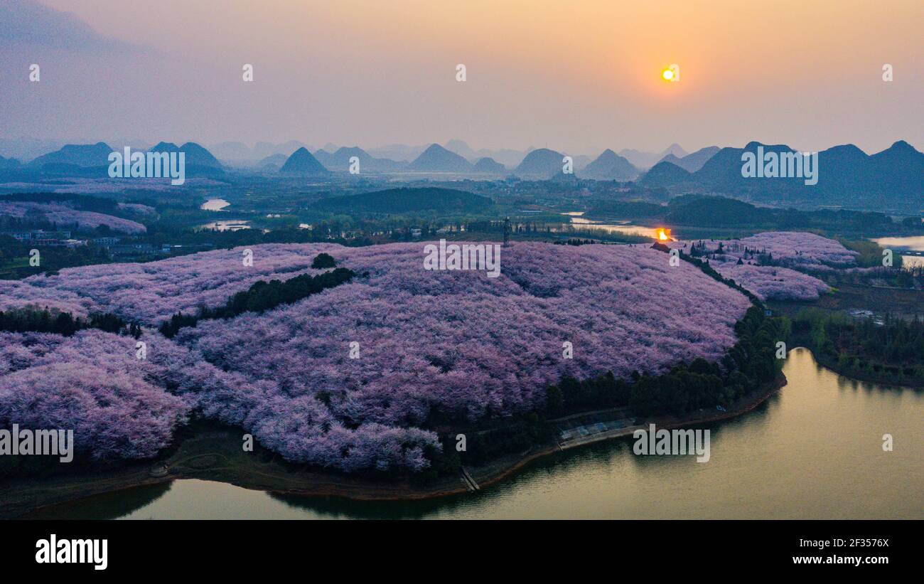 Guiyang. 15th Mar, 2021. Aerial photo taken on March 15, 2021 shows the ...
