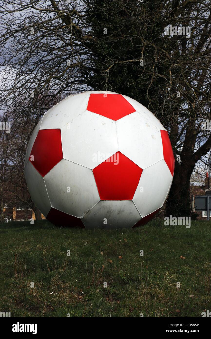 Giant Football outside Crawley Town Football Club Stock Photo - Alamy