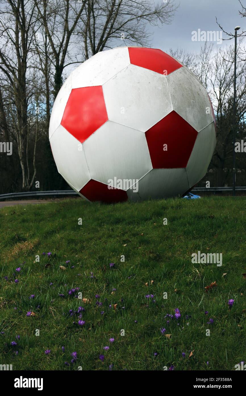 Giant Football outside Crawley Town Football Club Stock Photo - Alamy