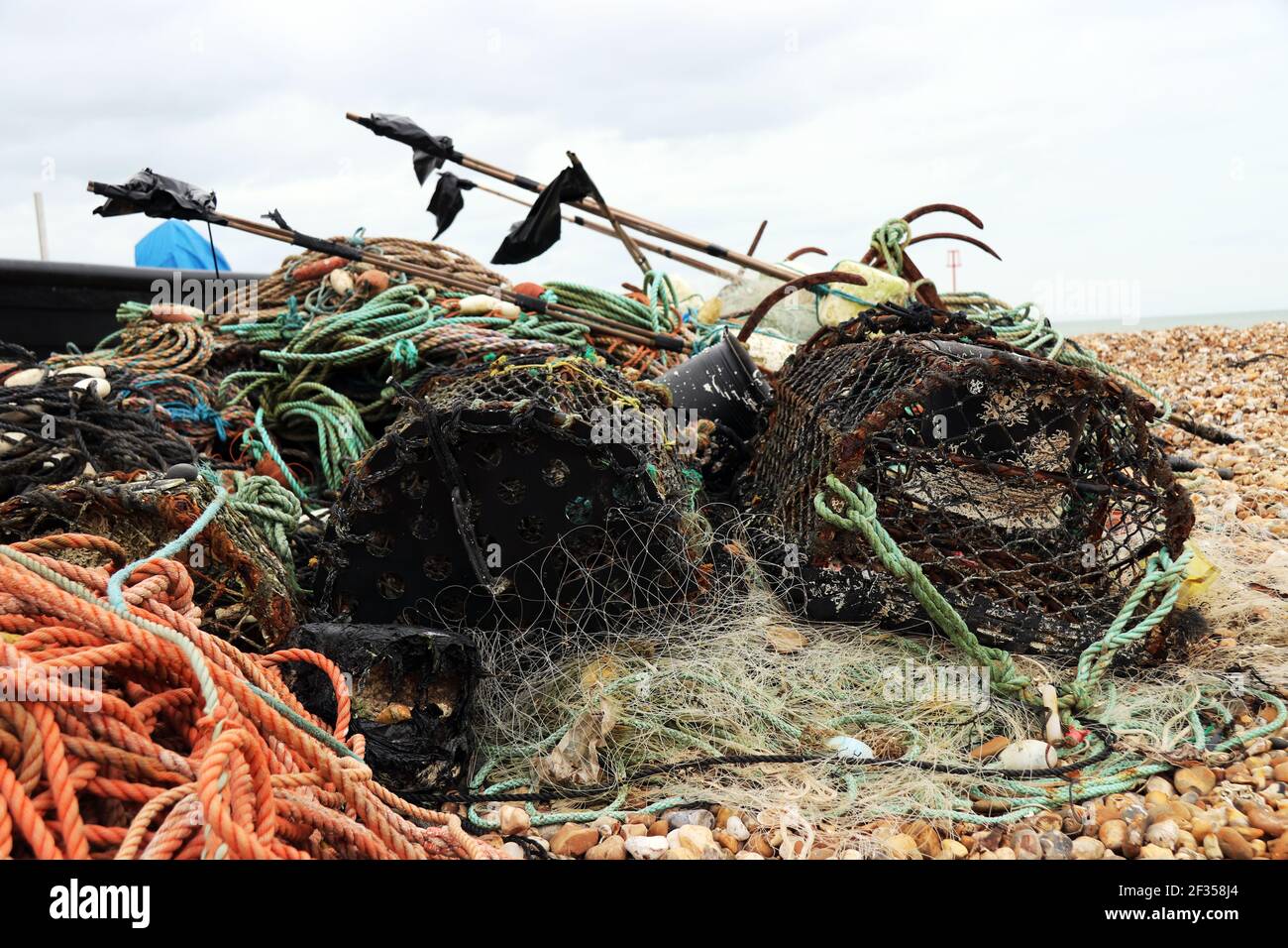 Fishing / Lobster traps and ropes Stock Photo - Alamy