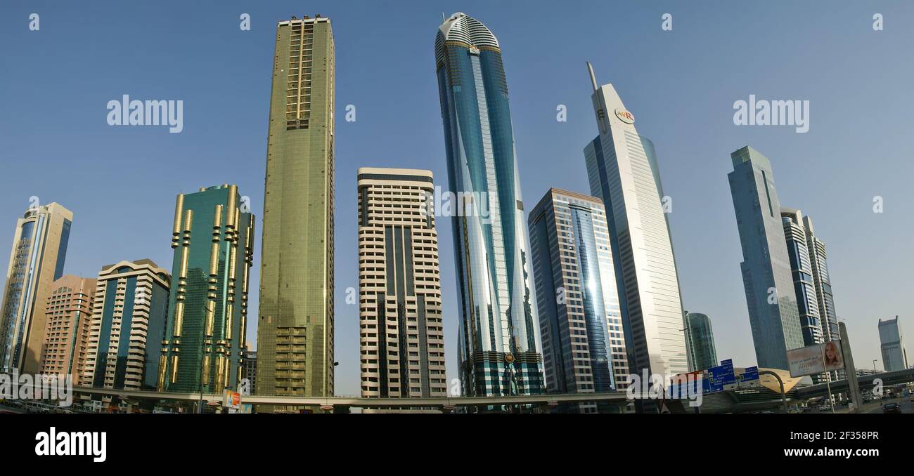 Modern skyscrapers, Sheikh zayed road, Dubai, United Arab Emirates ...