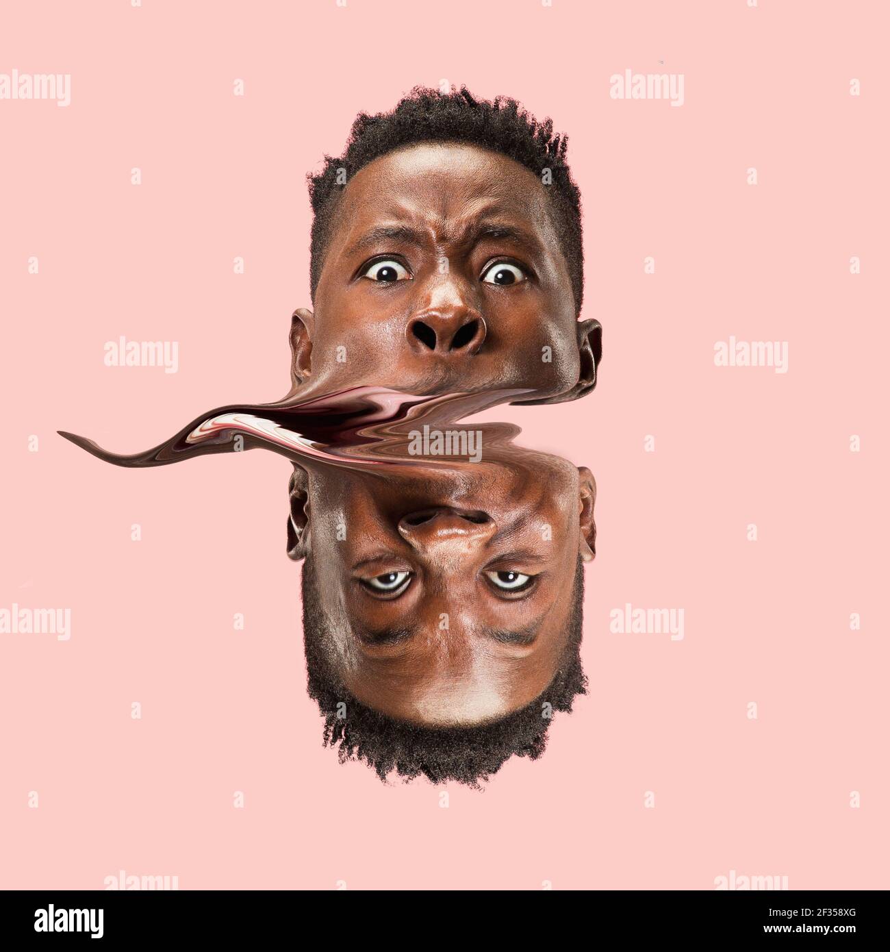 Mental health concept in creative way. Man with different emotions ...