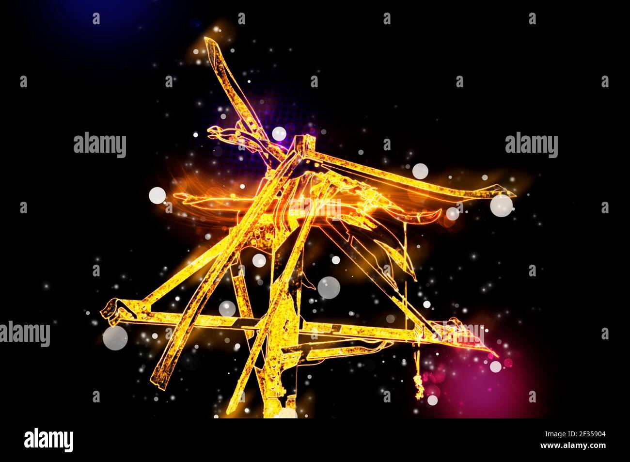 Digitally enhanced image of an Old, rusted and decaying metal pylon ...