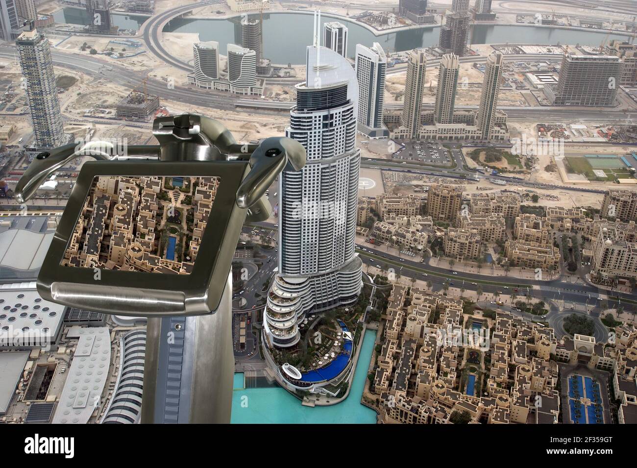 Telescope viewer and Aerial view from the height of Burj Khalifa. Dubai ...