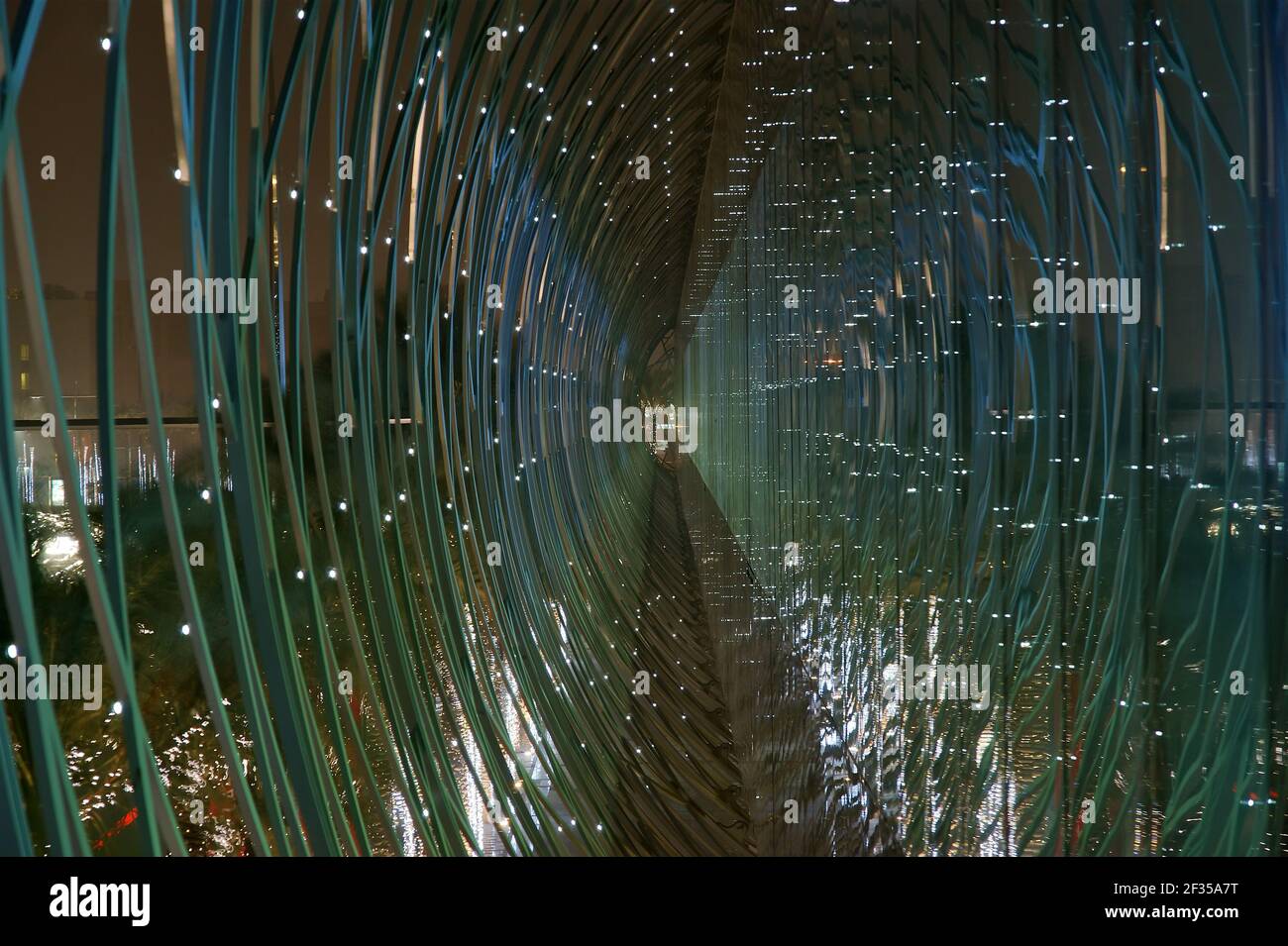 Futuristic glass tunnel-- Abstract pattern formed by glass structure ...