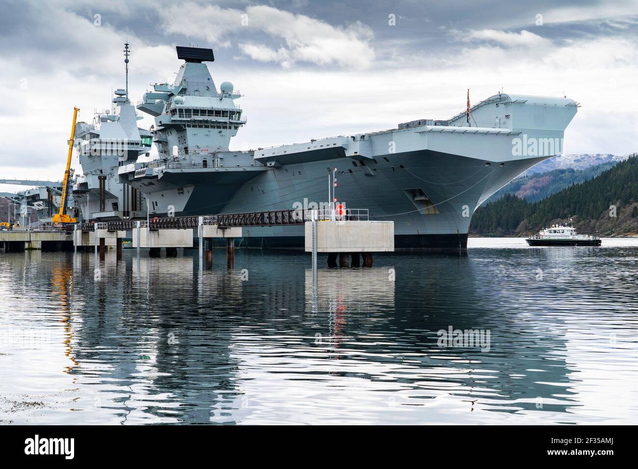 Finnart, Scotland, UK. 15 March 2021. Royal Navy aircraft carrier HMS ...