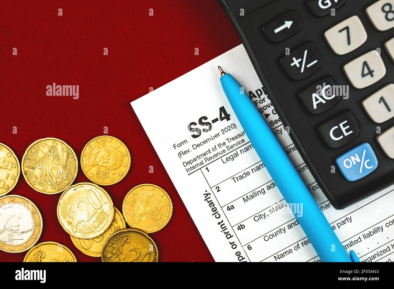 Tax form SS-4, application for employer identification number, business ...