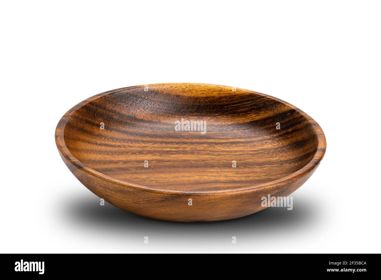 Side view of wooden plate on white background with clipping path ...