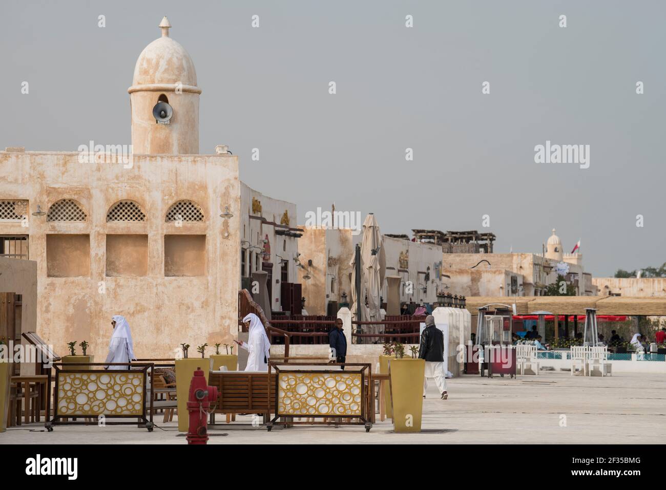 Al Wakrah ,Qatar -02,01,2020 : New souk waterfront promenade with his ...