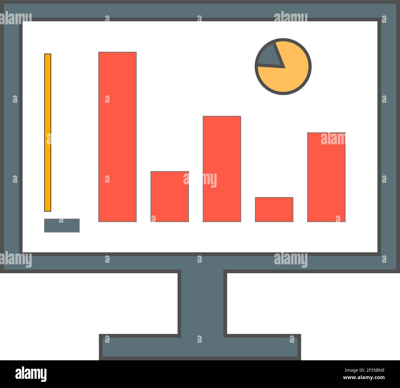 Computer screen with graph vector isolated on white Stock Vector Image ...
