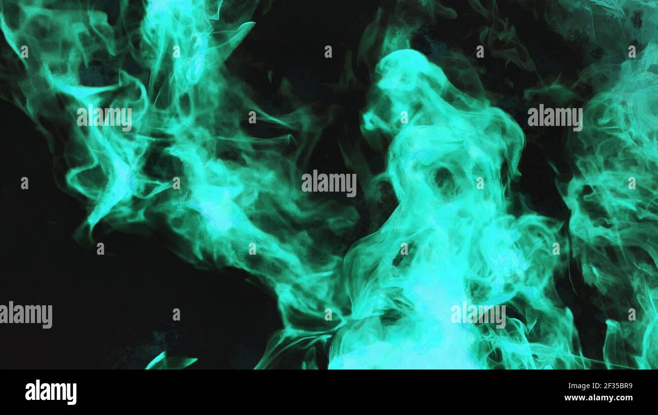 Abstract turquoise smoke on black background Stock Photo - Alamy