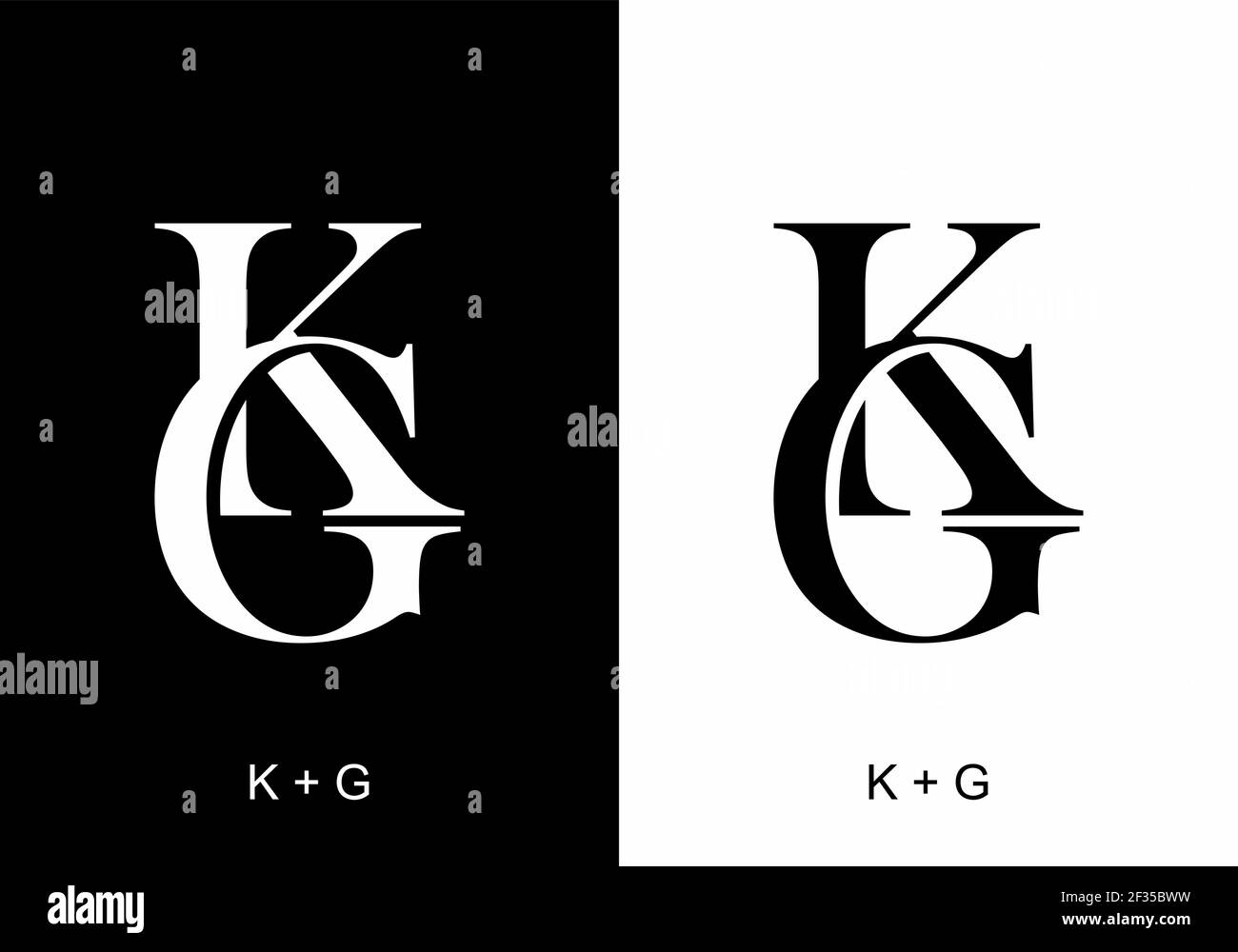 Black and white of KG initial letter design Stock Vector Image & Art ...